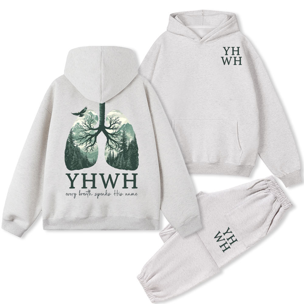 YHWH Nature Lung Christian Fleece Hoodie Set Sale - GuidingCross