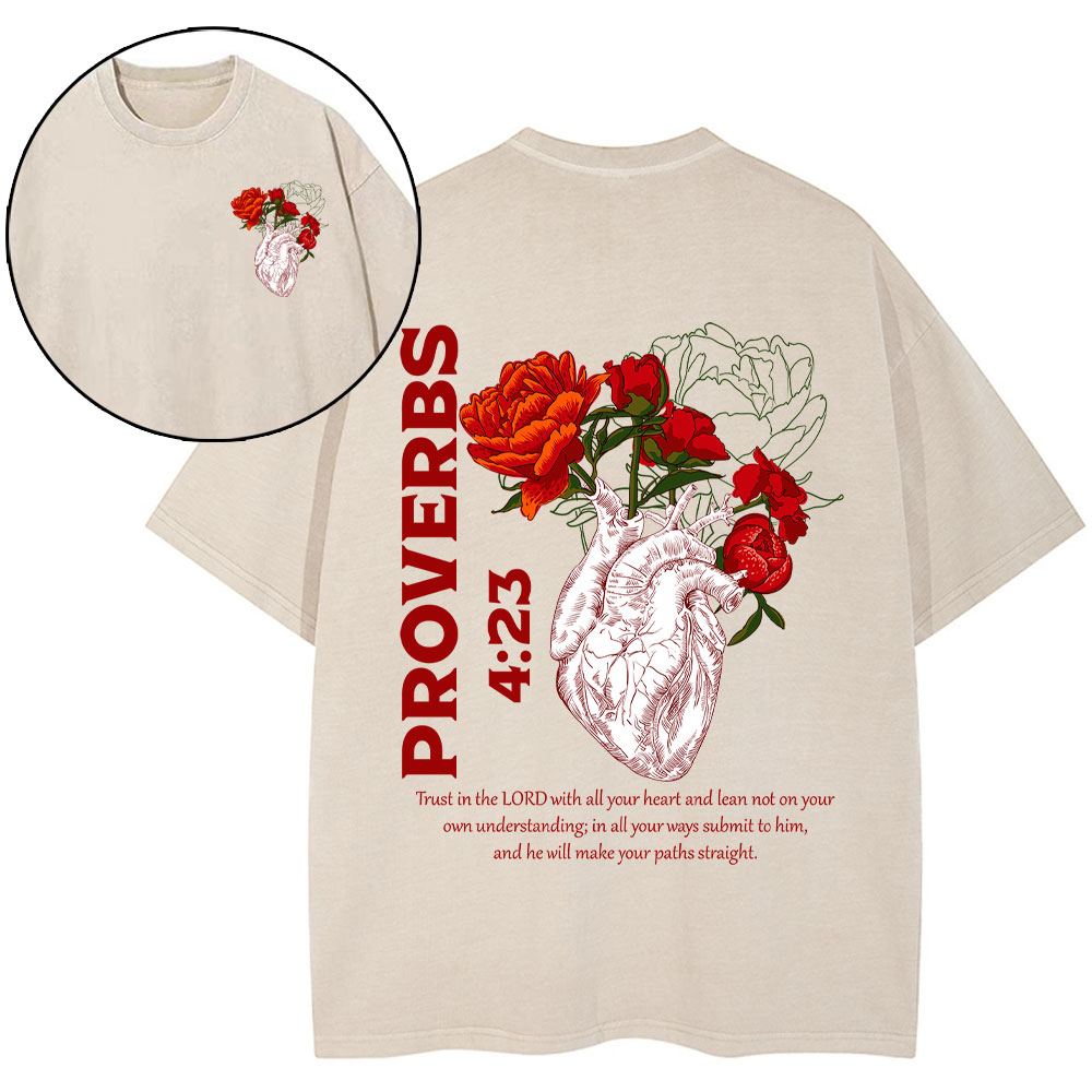 Trust In The Lord With All Your Heart Christian Washed T Shirt Sale