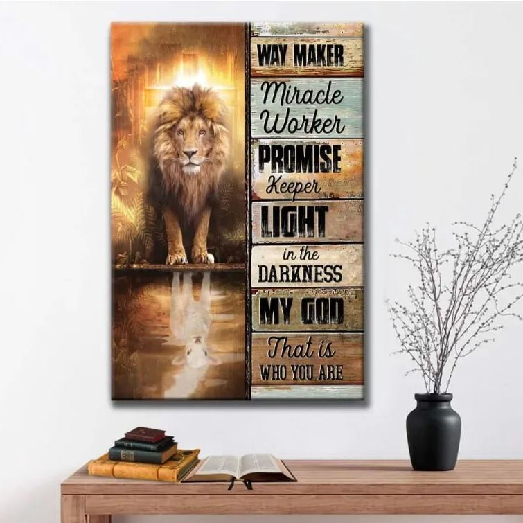 Jesus Way Maker Lion Of Judah Christian Canvas Wall Art Sale - GuidingCross