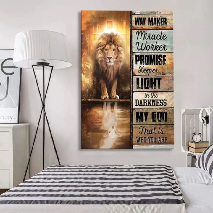 Jesus Way Maker Lion Of Judah Christian Canvas Wall Art Sale - GuidingCross