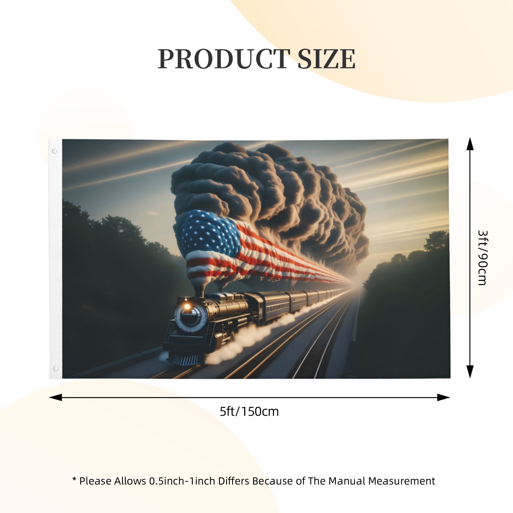 Custom Grommet Flag USA Train Flag