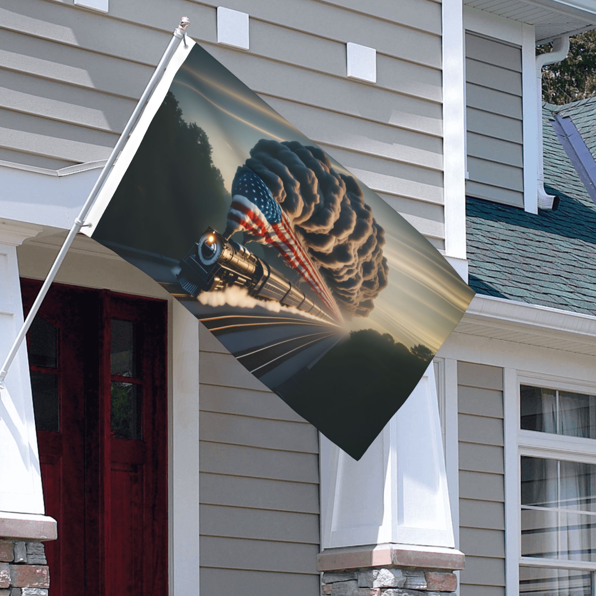 Custom Grommet Flag USA Train Flag