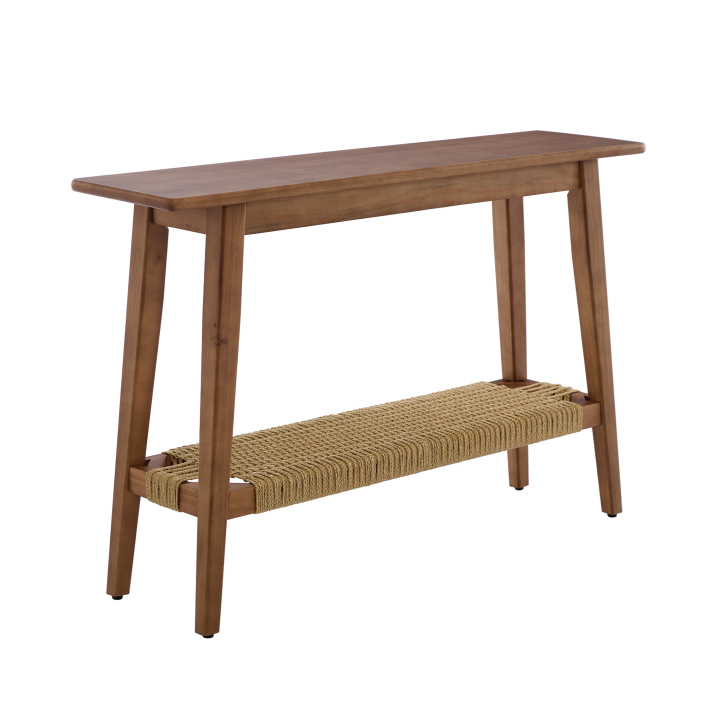 Karen 46" Woven Console Table | Solid Wood Farmhouse Entryway Table ...
