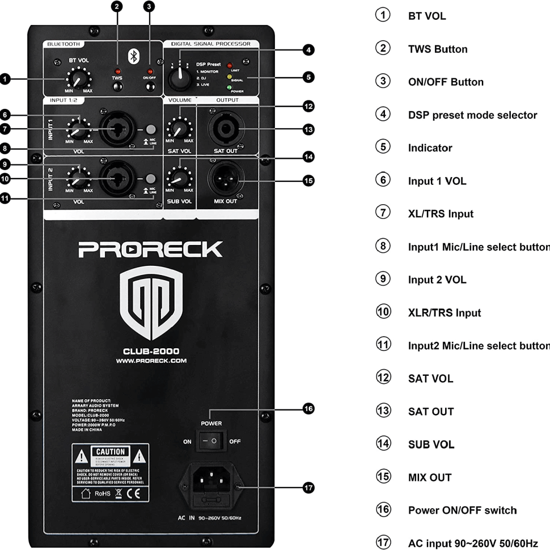 PRORECK Club 2000 | 10-Inch Tower Speaker System - PRORECK