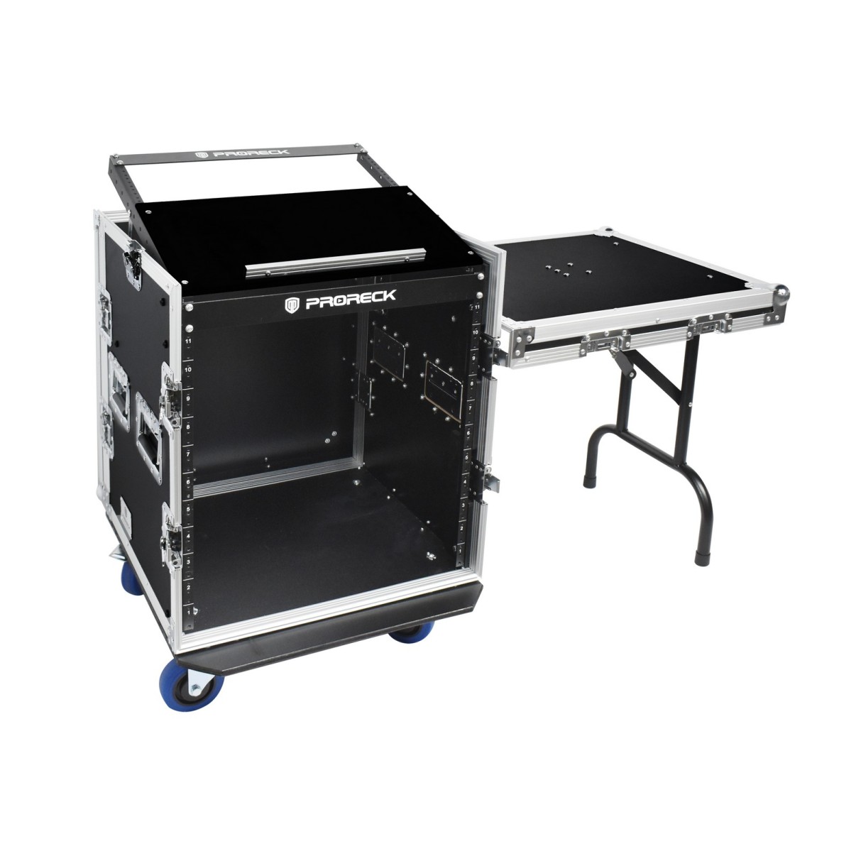 PRORECK PR-12U DJ Rack Case with Laptop Shelf & Casters