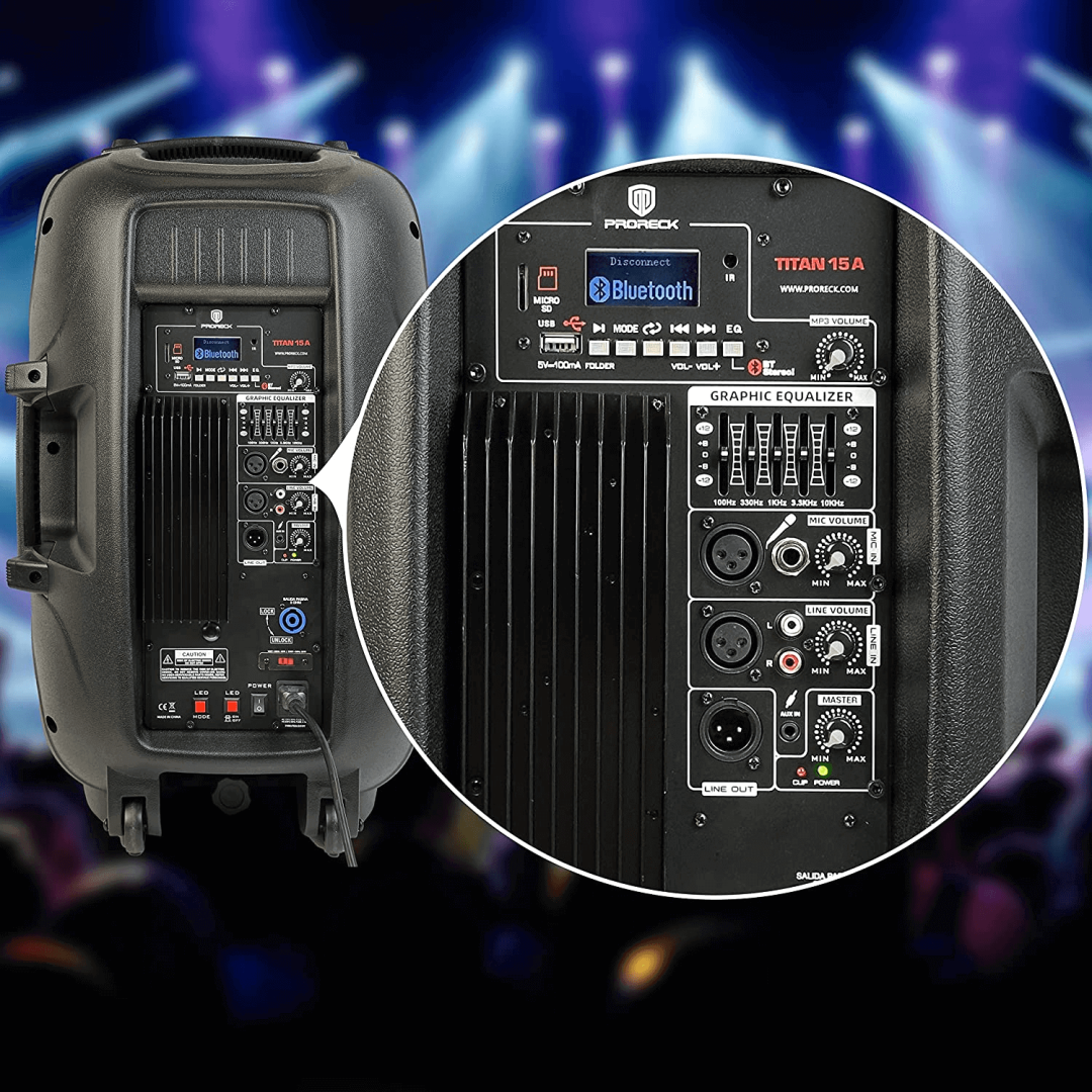 PRORECK Titan 15A | 600W 15inch LED Powered Bluetooth PA Speaker