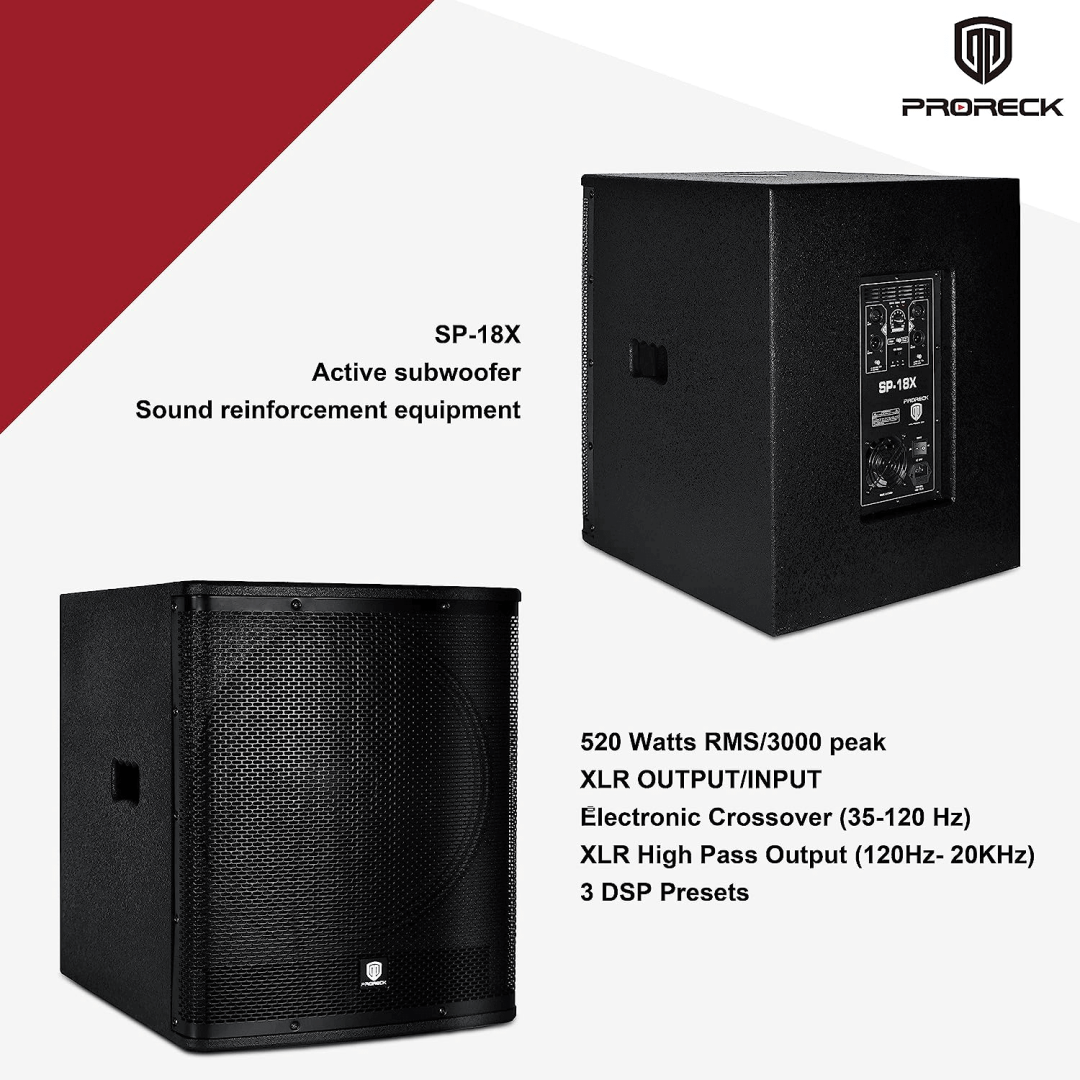 PRORECK SP-18X | 18 Inch Active Subwoofer Powered Speaker - PRORECK