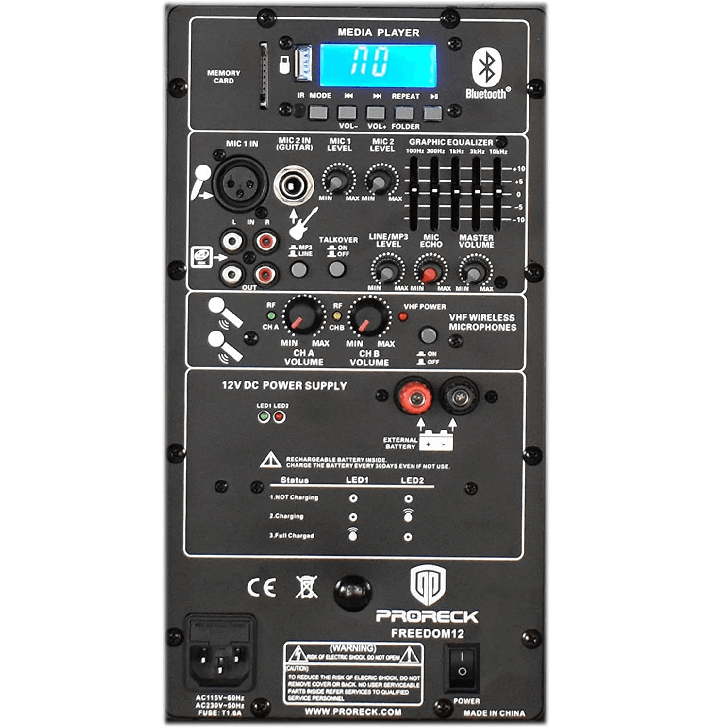 PRORECK Freedom 12 | 12" PA Speakers|Party speaker Bluetooth
