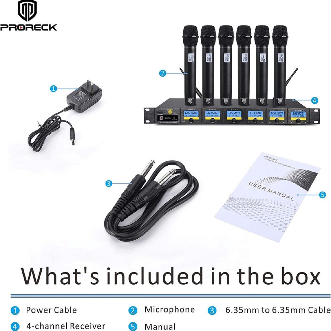 PRORECK MX66 | 6 Channel Wireless | Microphone System