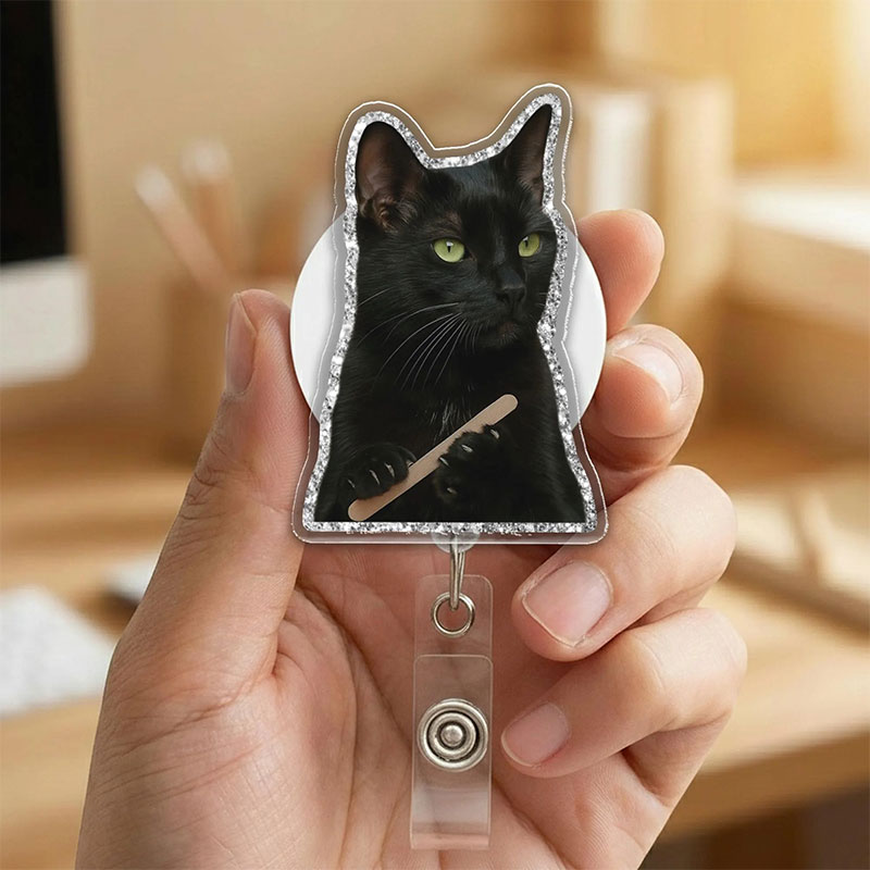 Hilarious Meme Cat Nurse Badge Reel