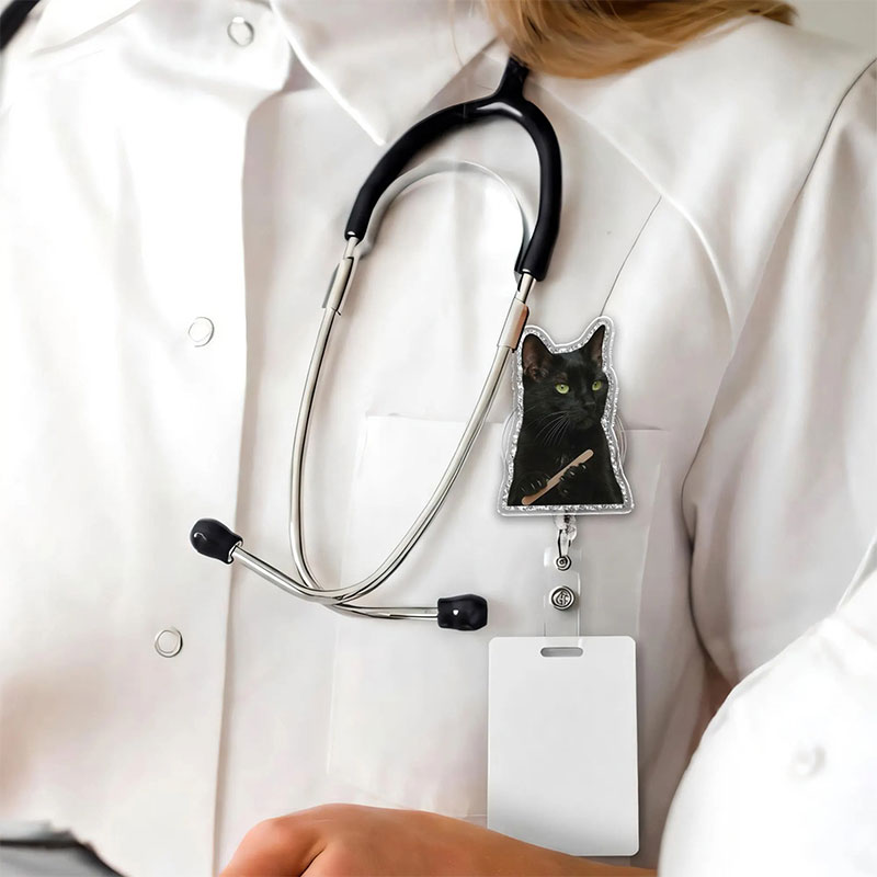 Hilarious Meme Cat Nurse Badge Reel