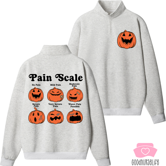 Pumpkin Pain Scale Nurse Quarter Zip Sweatshirt
