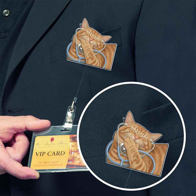 Cat Meme Stethoscope Nurse Badge Reel