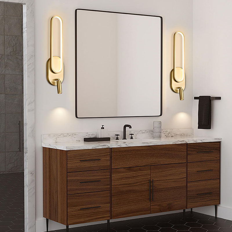 KCO Modern Brass Gold Long Indoor LED Wall Sconce Spotlight (W8072)