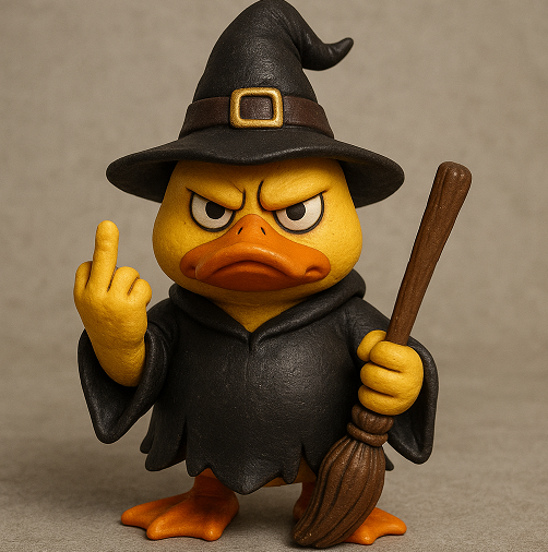 Halloween Middle Finger Wizard Duck Statues