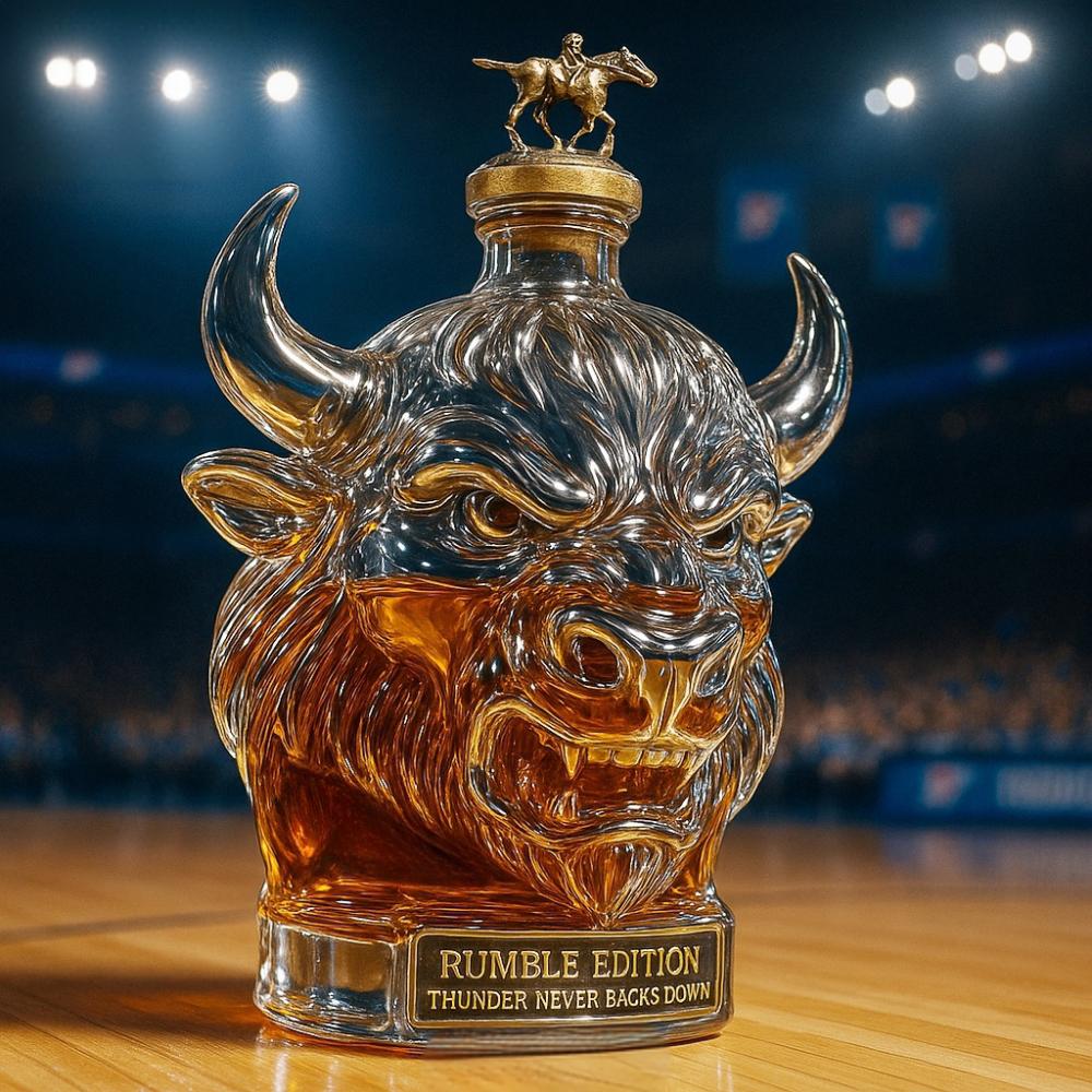 Oklahoma City Thunder Rumble the Bison Whiskey Bottle – visualfavor