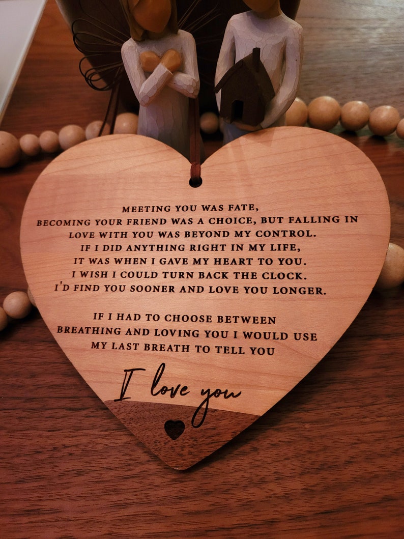 💖Love Messages for Him - Heart Shaped Wooden Sign💖 – visualfavor