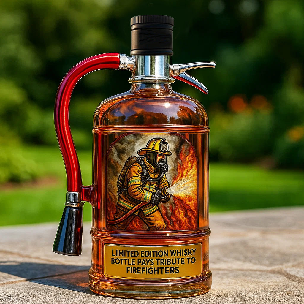 Fire Extinguisher Whisky Bottle Pays Tribute to Firefighters – visualfavor