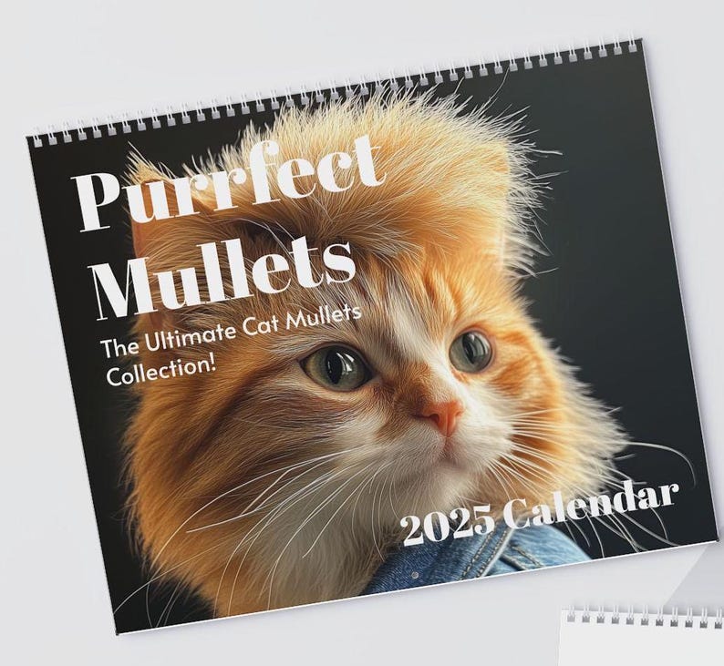 Funny calendar 2025 Cat with Mullets
