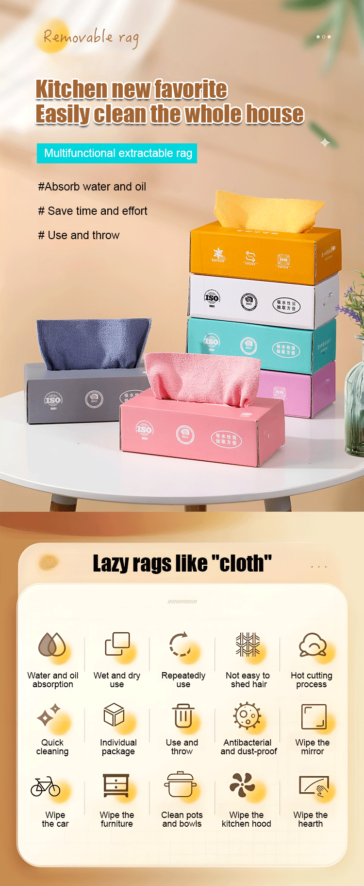 Kitchen Cleaning Disposable Rags Household Dishcloths