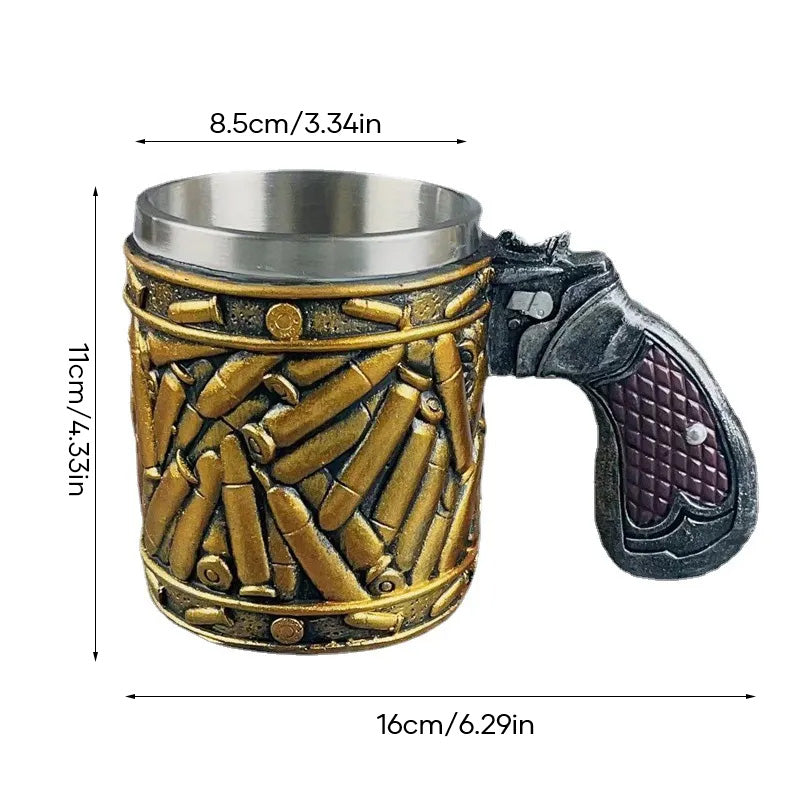 🔥Stainless Steel Bullet Pattern Beer Mug