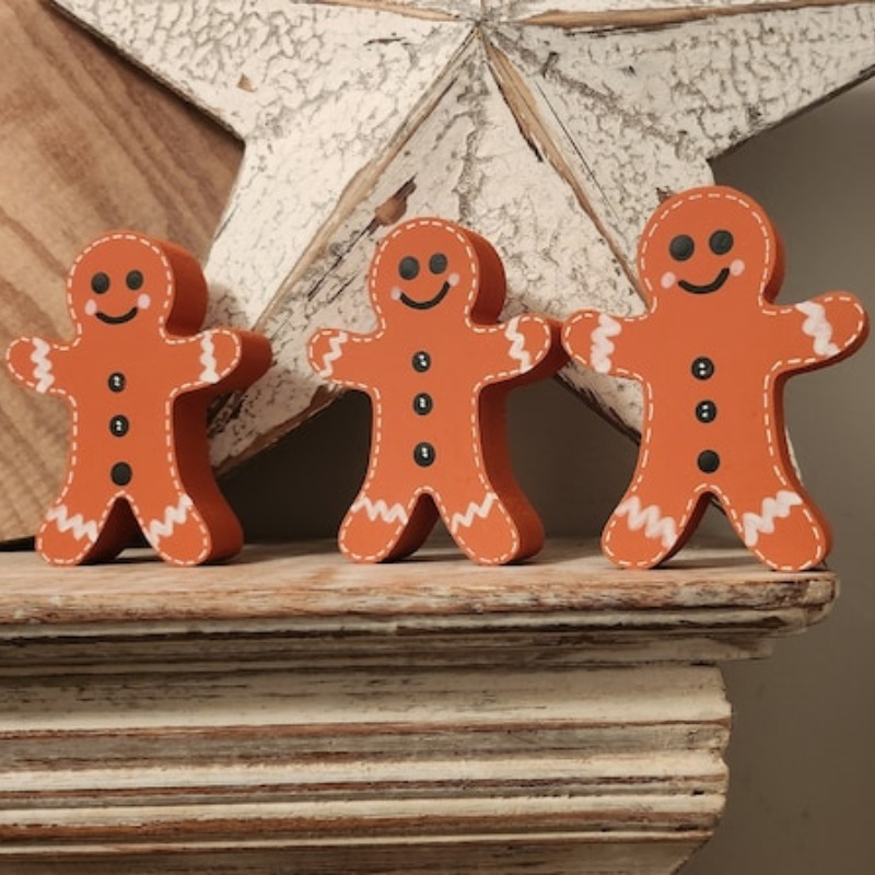 🌲🥰Christmas Wooden Gingerbread Men Ornament-Set of 3