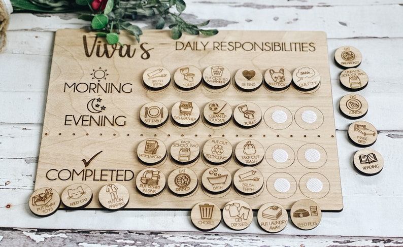 Chore Chart for kids PLUS 30 Chore Tokens Included（Buy 2 FreeShipping）