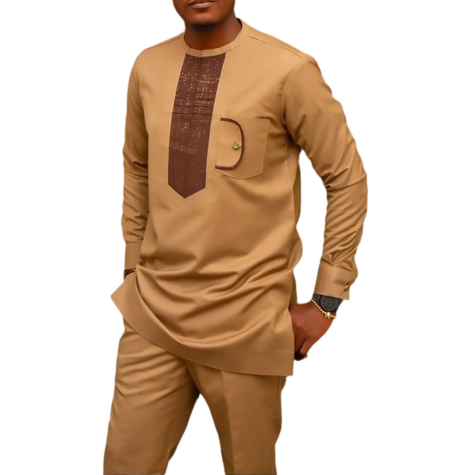 2023 African Ethnic Style Patchwork Men's Casual Pocket Suit ...