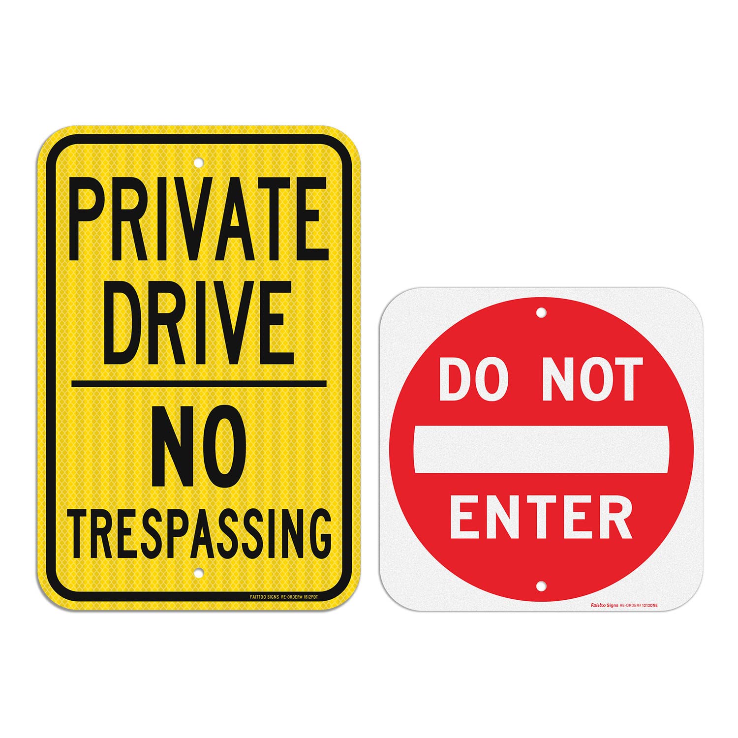 Faittoo 18" x 12" Private Drive No Trespassing Sign 12" x 12" Do Not E