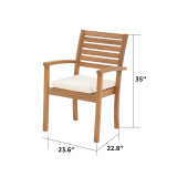 Patio Lounge Chair, Modern Acacia Wood Accent Armchair with Handwoven