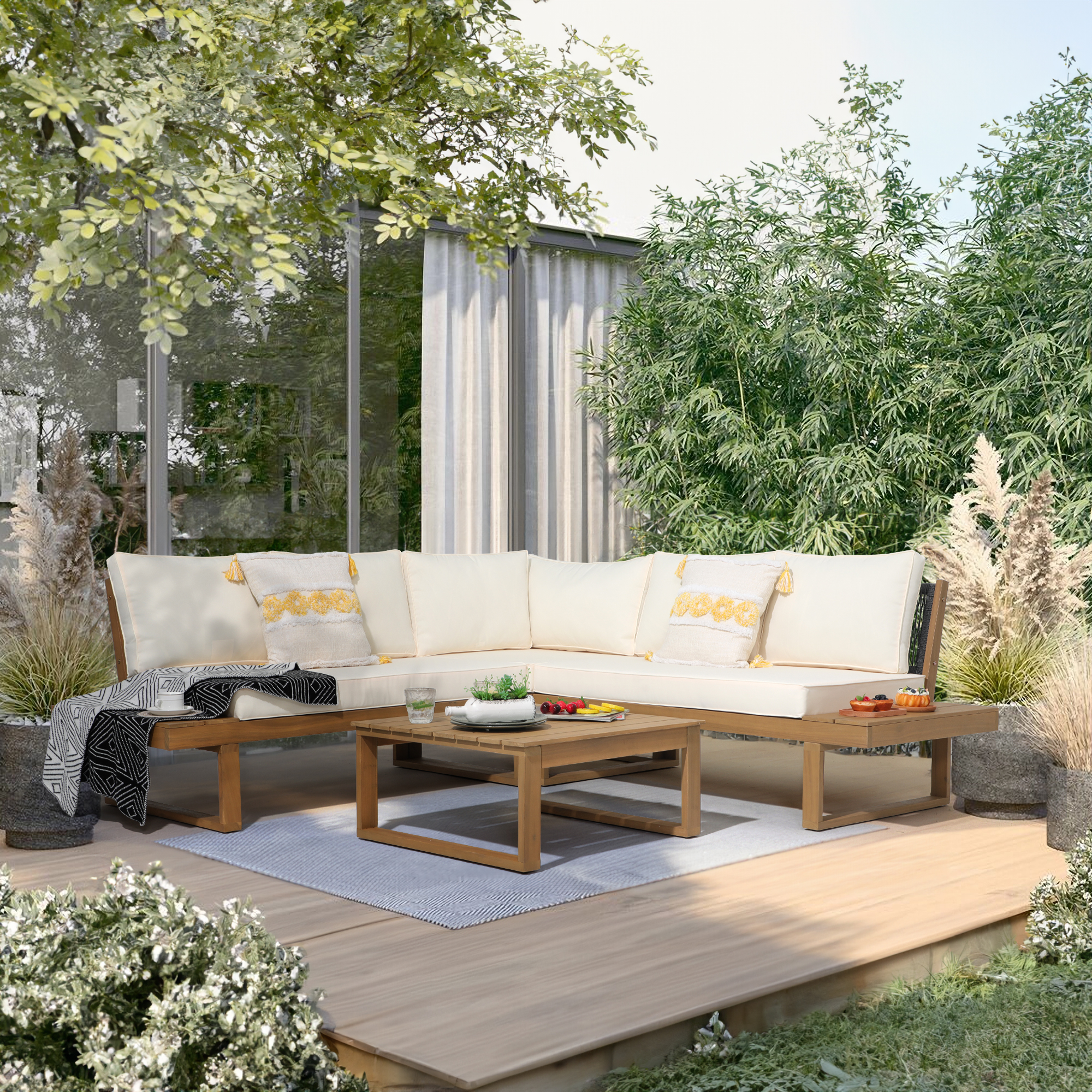 Garden corner sofa wooden store