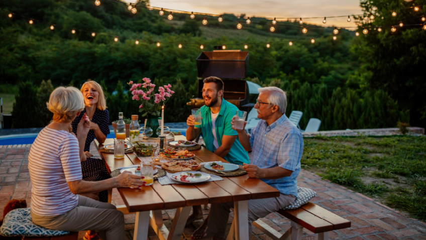 Enjoying Dining Outdoors on a Summer Night