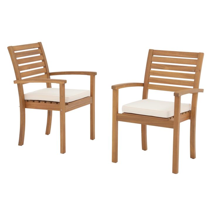 Patio Lounge Chair, Modern Acacia Wood Accent Armchair with Handwoven