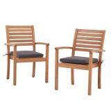 Patio Lounge Chair, Modern Acacia Wood Accent Armchair with Handwoven