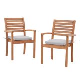 Patio Lounge Chair, Modern Acacia Wood Accent Armchair with Handwoven