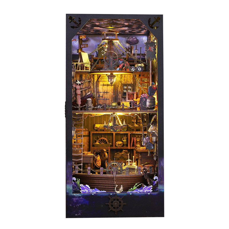 Aden Pirate Ship DIY Book Nook Kit-Pirate Book Nook – Book Nook World