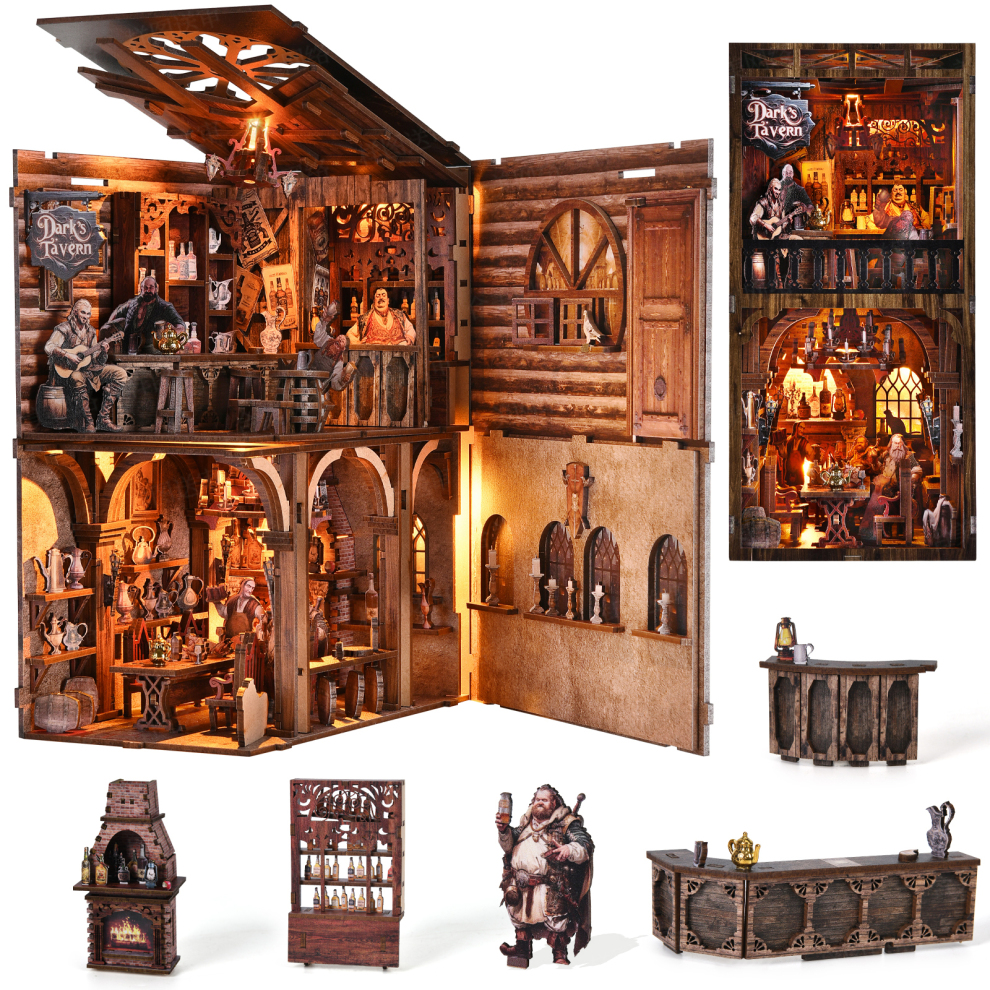 The Ancient Bar DIY Book Nook Kit-Miniature Pub & Tavern Scene – Book ...