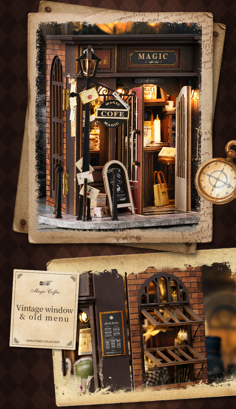 Vintage Coffee Shop DIY Miniature Kit