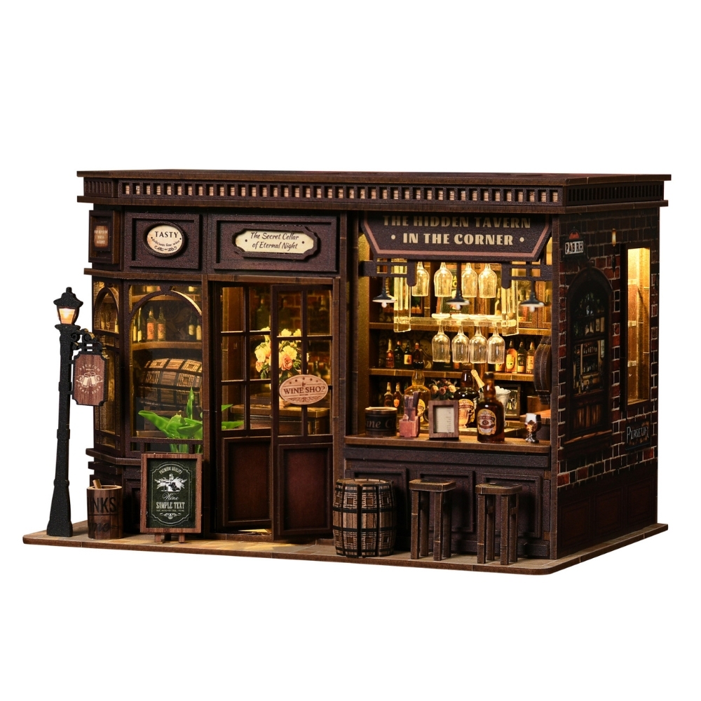 Corner Tavern Mini House Kit – A Hidden Tavern Miniature – Book Nook World