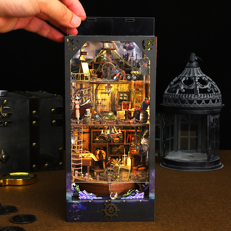 Aden Pirate Ship DIY Book Nook Kit-Pirate Book Nook – Book Nook World