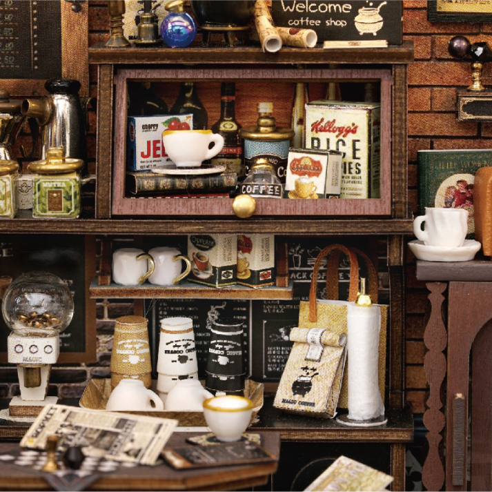 Vintage Coffee Shop DIY Miniature Kit-Cozy Miniature Café – Book Nook World