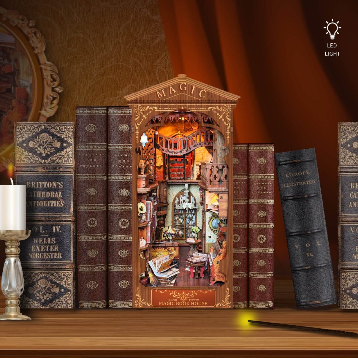 Magic Book House DIY Book Nook Kit-Fantasy Library Diorama Kit – Book ...