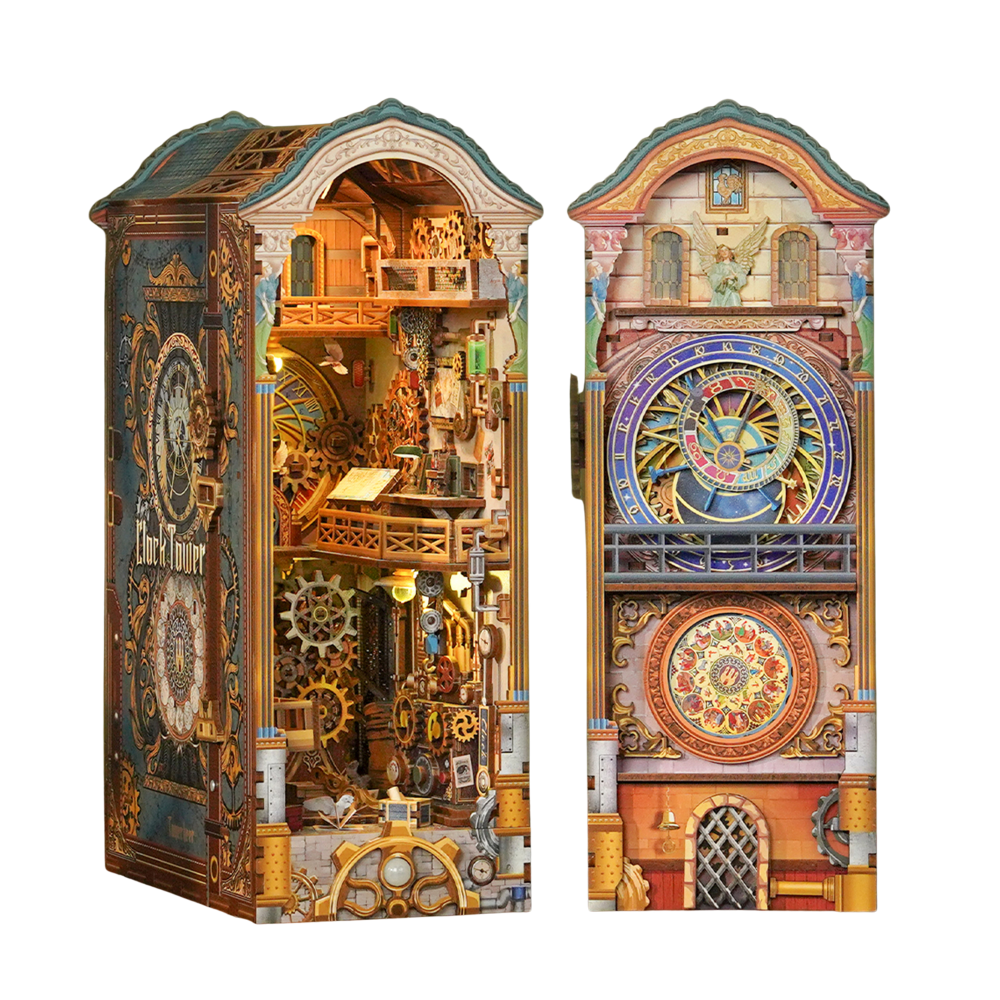Clock Tower DIY Book Nook Kit-Steampunk Miniature Bookshelf Decor ...
