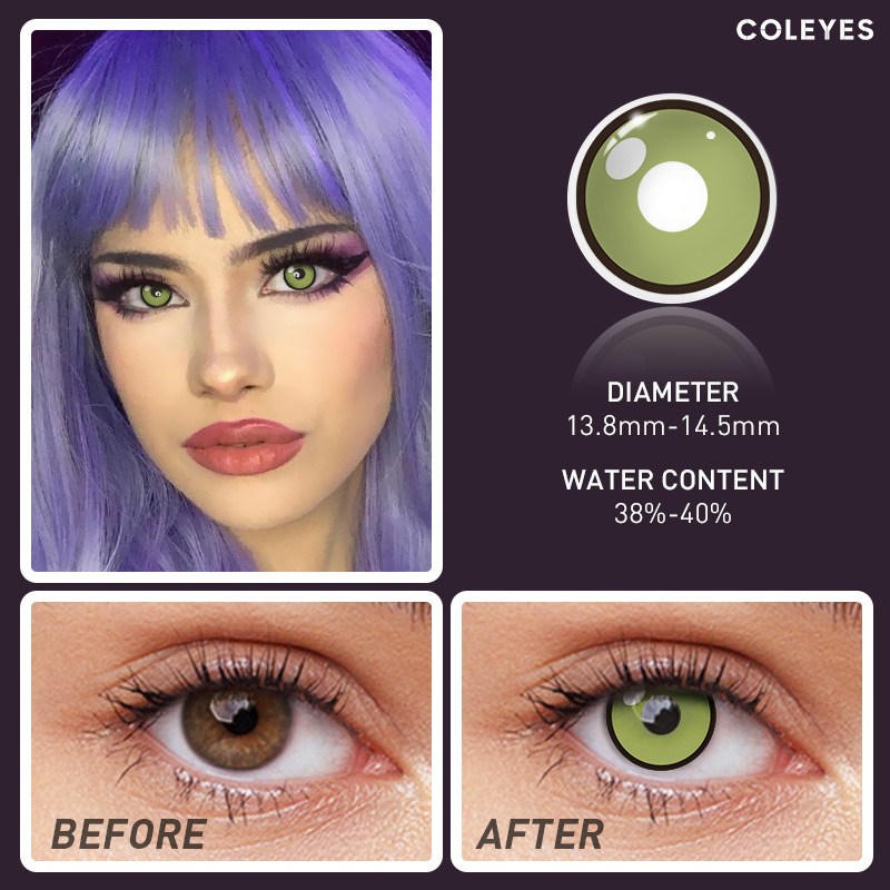 Coleyes Demon Mitsuri Green Yearly Prescription Colored Contacts