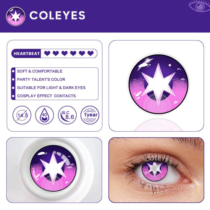 Coleyes Ai Hoshino Purple Yearly Cosplay Colored Contacts