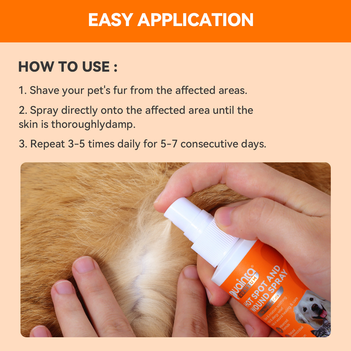 Puainta® Quantum Skin Spray for Dogs/ Cats, Upgraded Pipot Mange Relief
