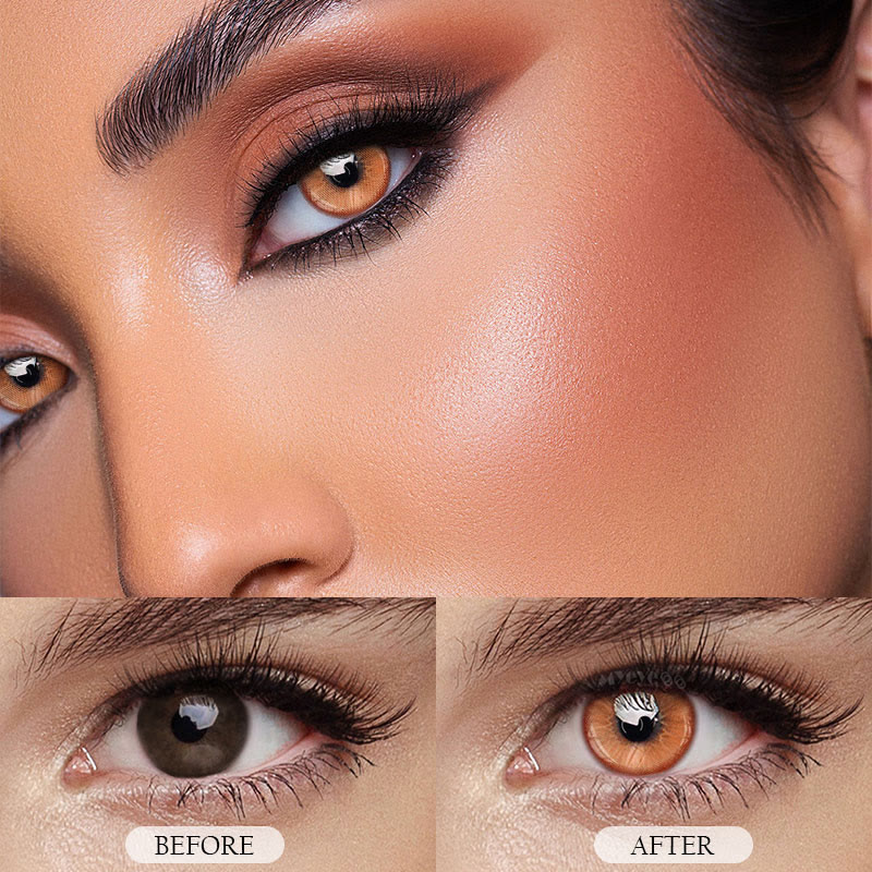 MYEYEBB Magic Coral Orange Brown Prescription Colored Contact Lenses