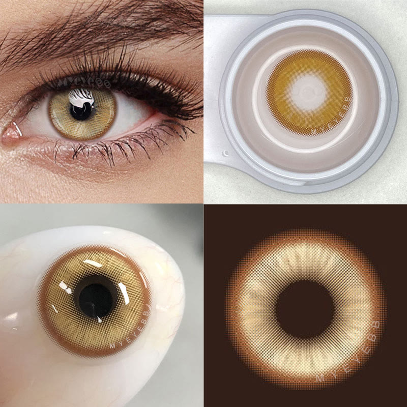 MYEYEBB Magic Coral Gold Brown Prescription Colored Contact Lenses