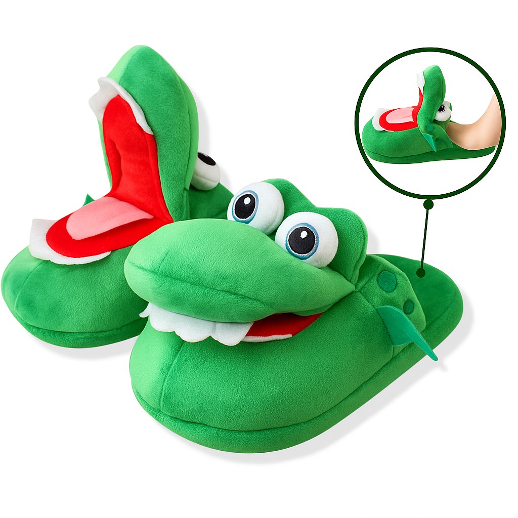 Crocodile-shaped Plush Slippers – Wownine