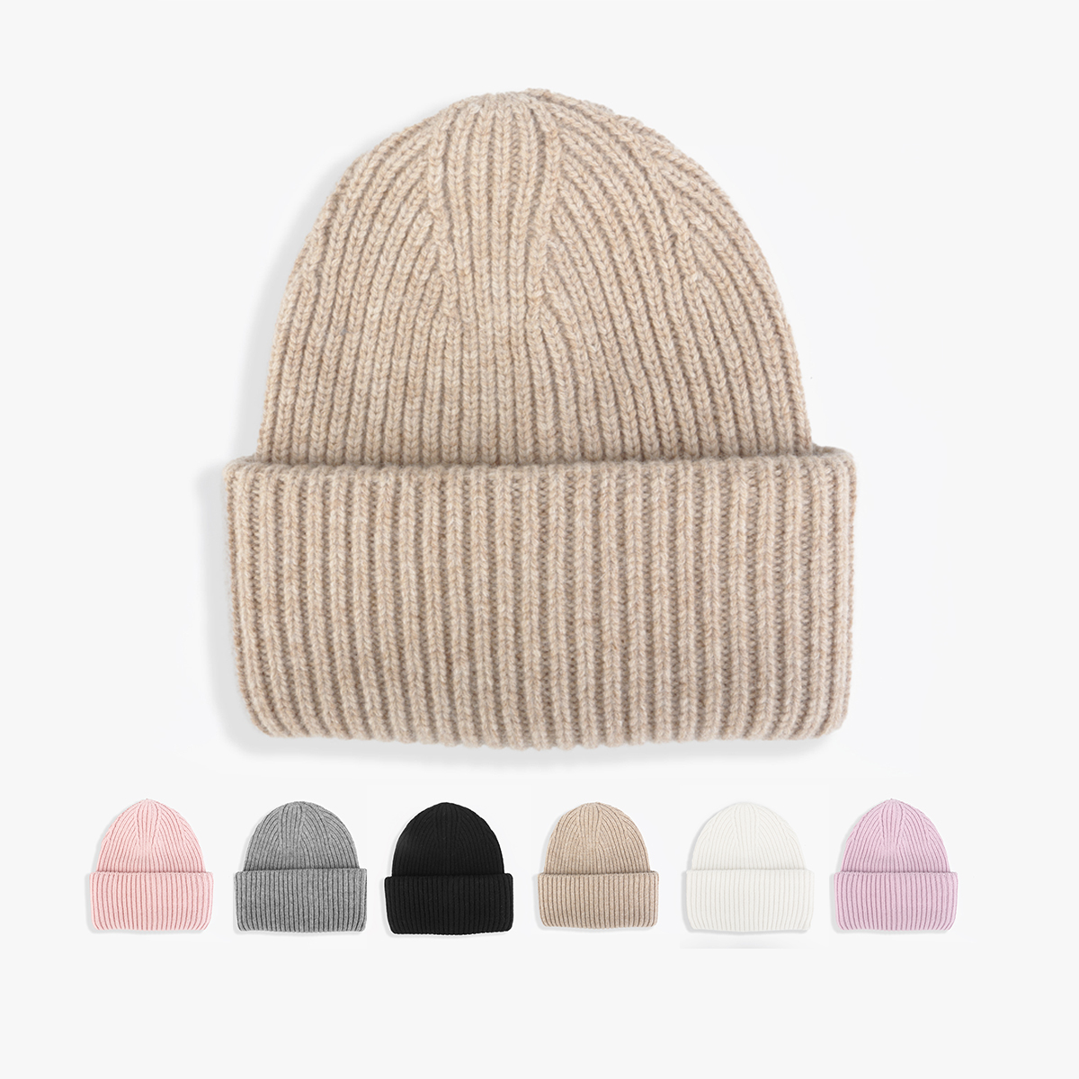 Blank High Cuffed Merino Wool Beanies - 1338